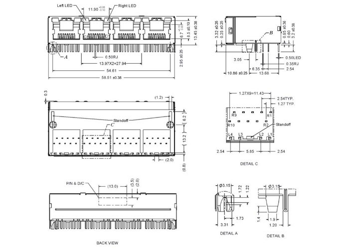 Incavo multi- integrato magnetico LED del porto Rj45 dei porti di RTC ...